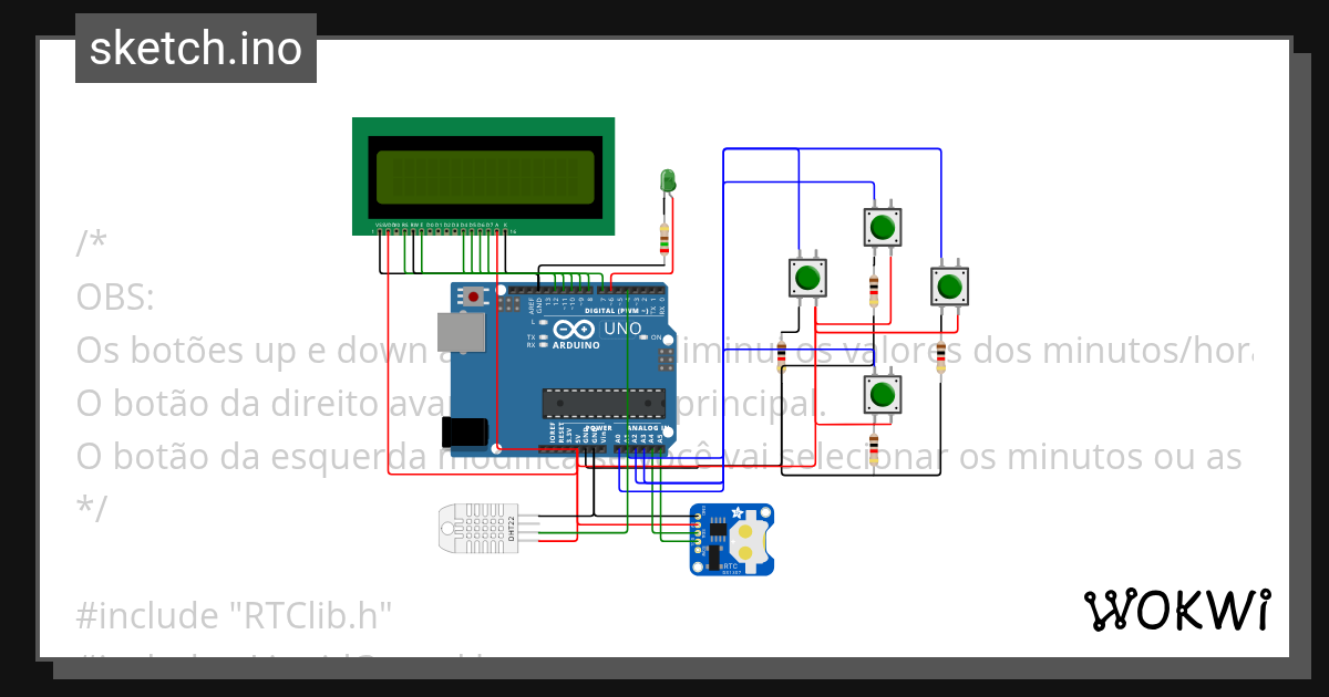 Ar condicionado horário comercial - Wokwi ESP32, STM32, Arduino Simulator