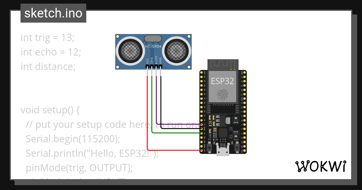 Ultrasonic Sensor Wokwi Esp32 Stm32 Arduino Simulator 3022