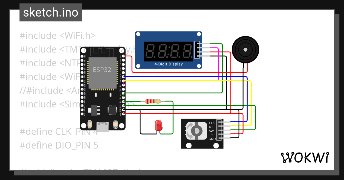 Display NTP Time on TM1637 display Copy - Wokwi ESP32, STM32, Arduino Simulator