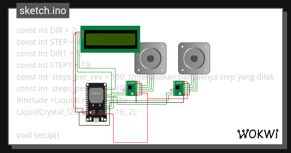 Stepper motor with A4988 Copy - Wokwi ESP32, STM32, Arduino Simulator