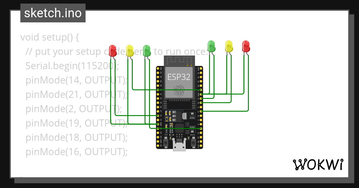 traffic 6 led - Wokwi ESP32, STM32, Arduino Simulator