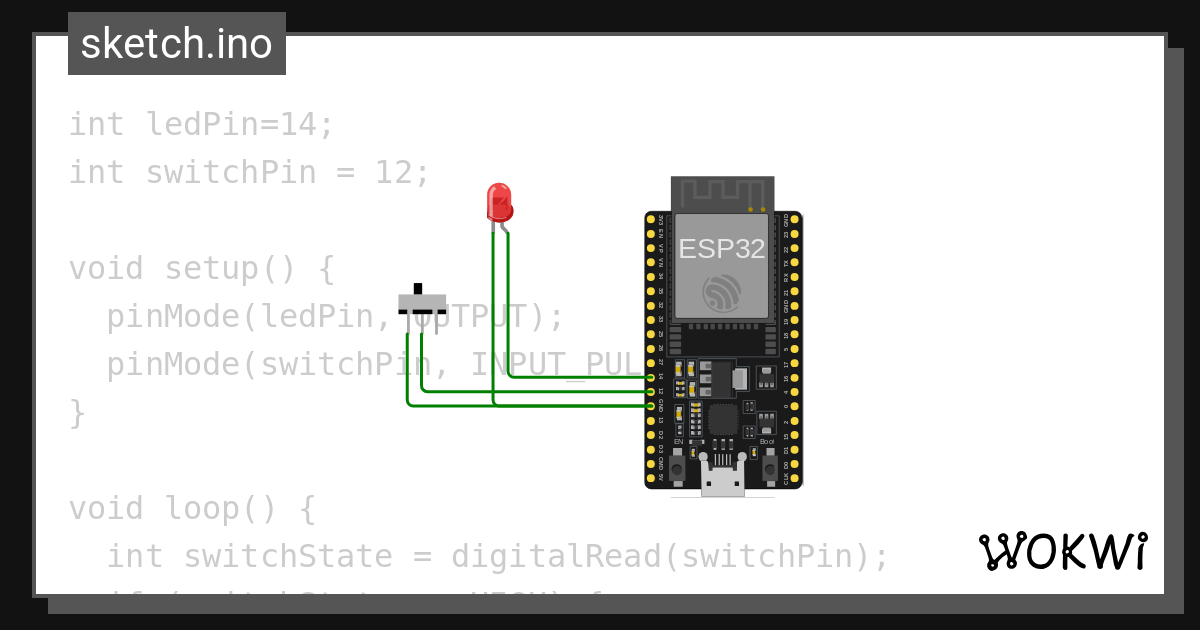 Led With Switch Wokwi Esp32 Stm32 Arduino Simulator 2004