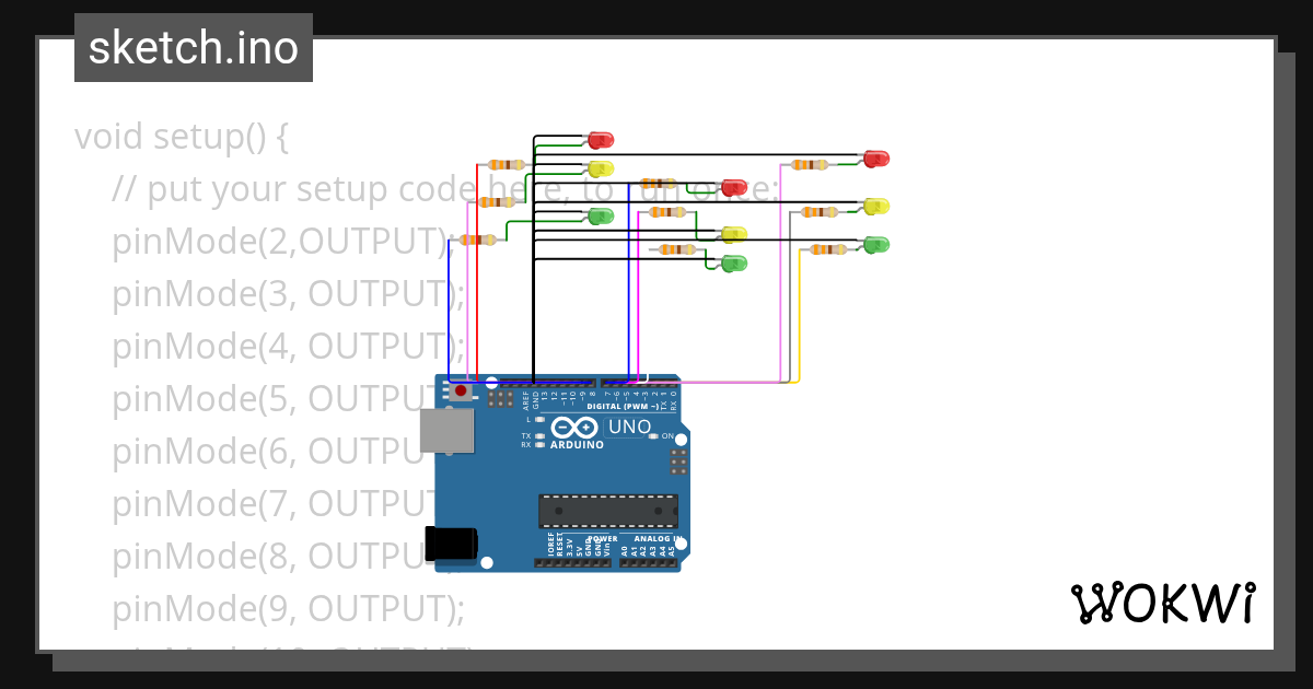LED Traffic Light - Wokwi ESP32, STM32, Arduino Simulator