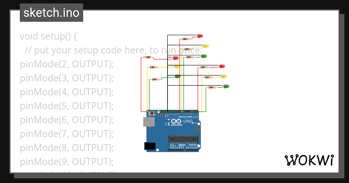 lampu lalu lintas - Wokwi ESP32, STM32, Arduino Simulator