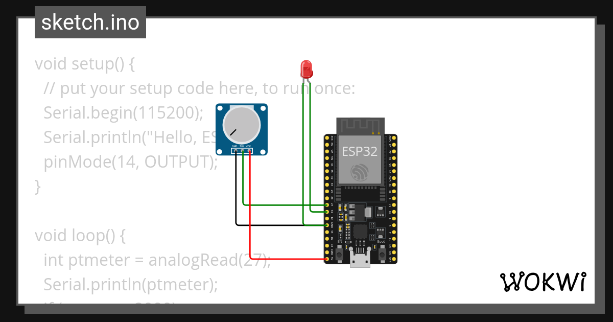 potentiometer with led - Wokwi ESP32, STM32, Arduino Simulator