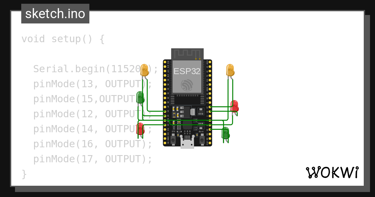 Traficlight Wokwi Esp32 Stm32 Arduino Simulator 8468