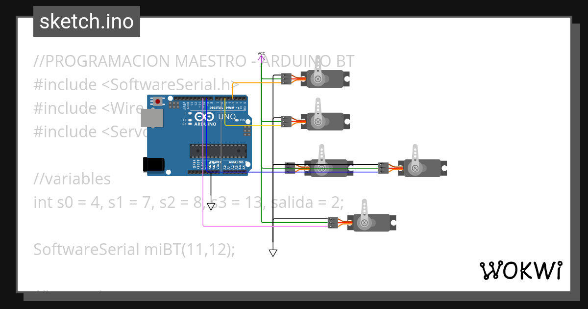 Brazo Carro - Wokwi ESP32, STM32, Arduino Simulator