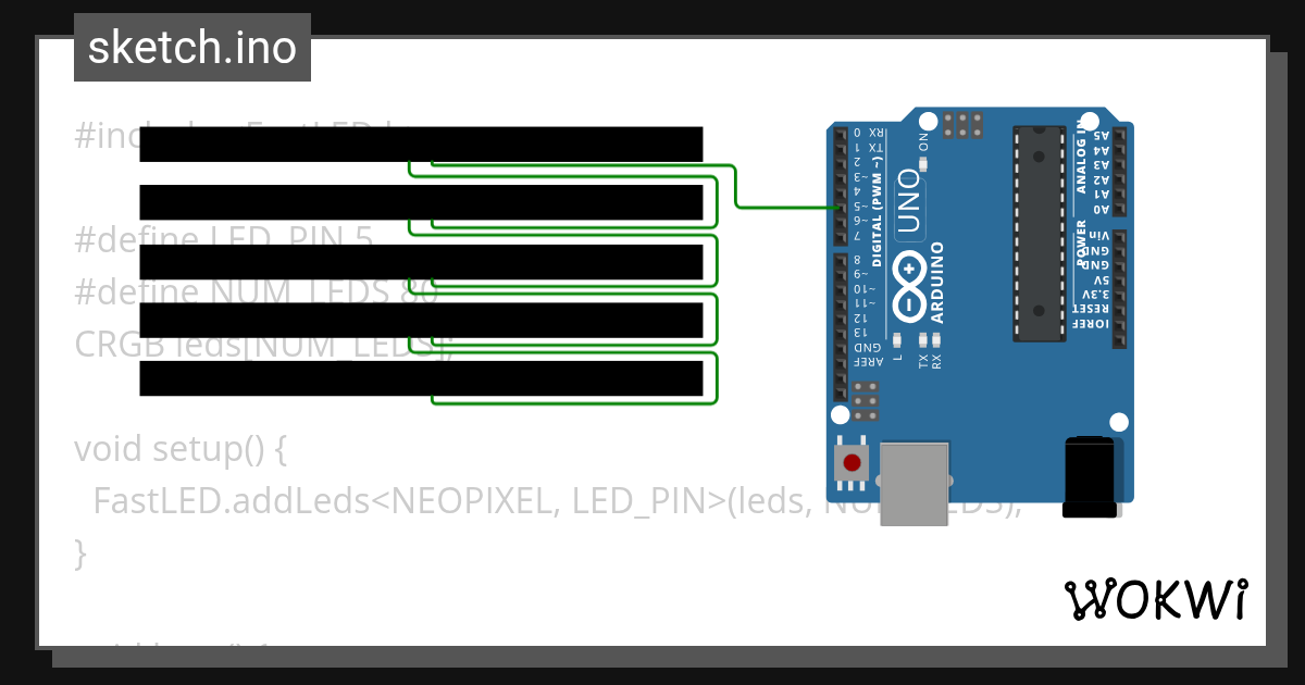 FastLED 16x5 Patterns Copy - Wokwi ESP32, STM32, Arduino Simulator