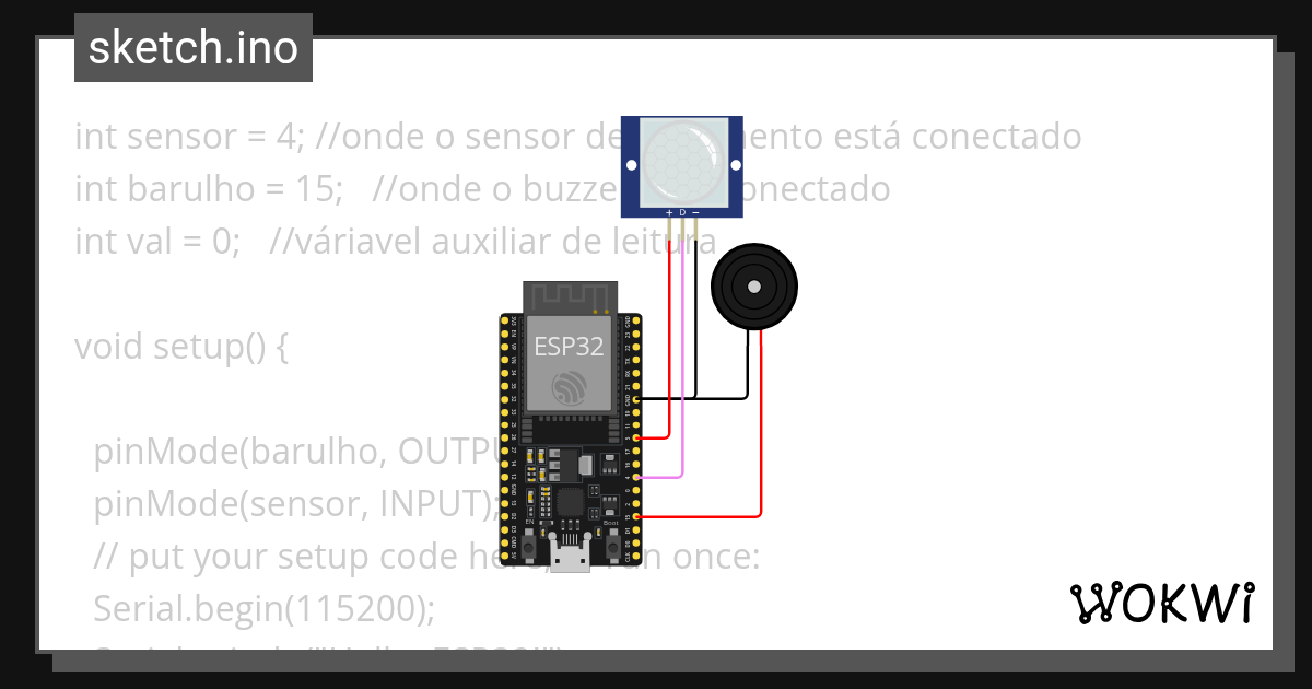 Sensor de Movimento - Wokwi ESP32, STM32, Arduino Simulator