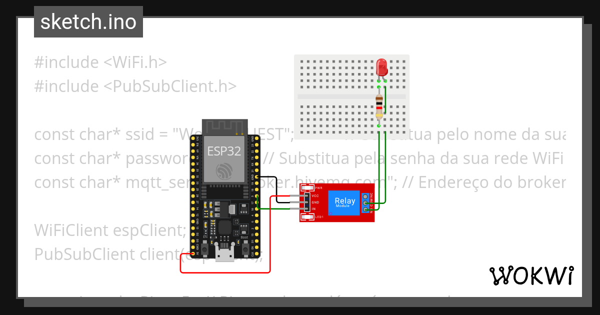 controlar rele - Wokwi ESP32, STM32, Arduino Simulator