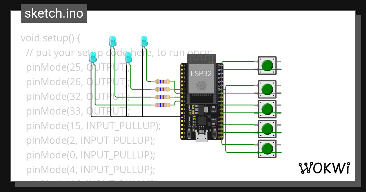 Push button 32 - Wokwi ESP32, STM32, Arduino Simulator