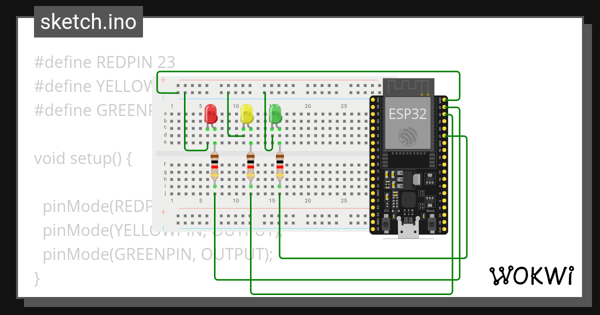 Traffic light - Wokwi ESP32, STM32, Arduino Simulator