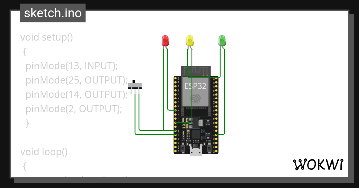 exno3 switch led display - Wokwi ESP32, STM32, Arduino Simulator