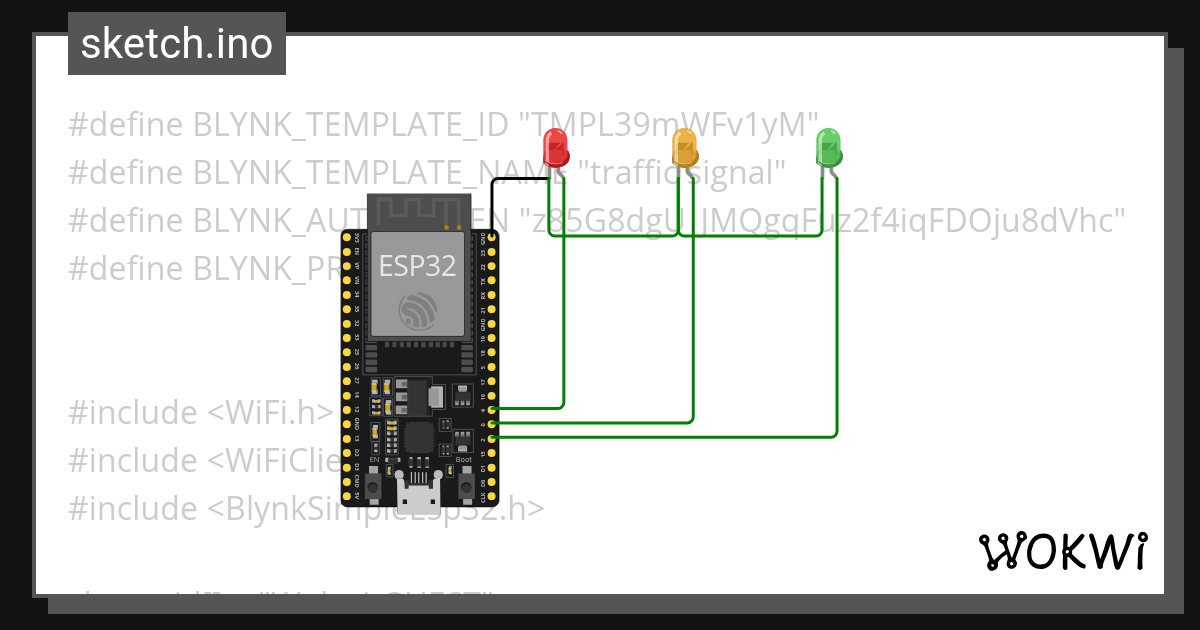 traffic signal - Wokwi ESP32, STM32, Arduino Simulator