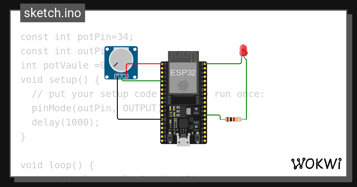 Potentionmeter Wokwi Esp32 Stm32 Arduino Simulator
