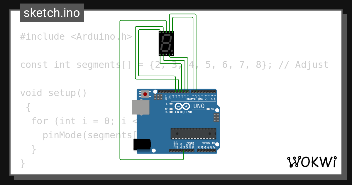 7 Segment Display Wokwi Esp32 Stm32 Arduino Simulator 2003