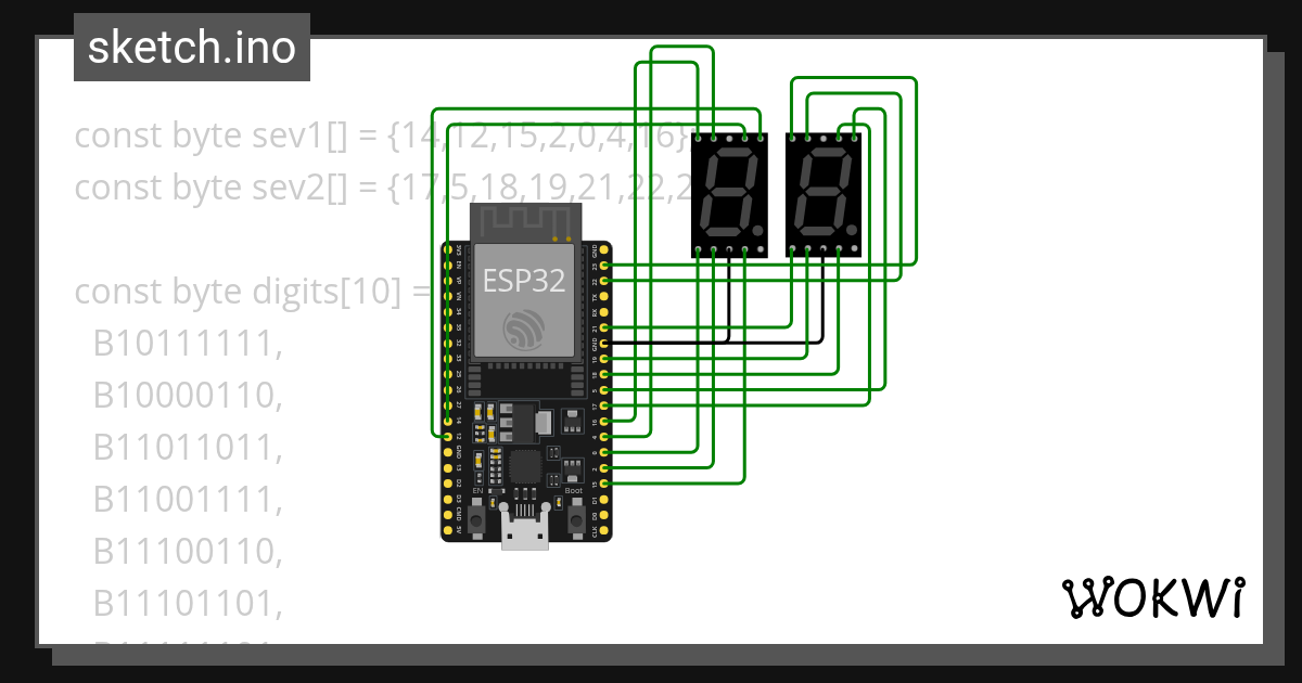 ESP32_SevenSegment_00-99 - Wokwi ESP32, STM32, Arduino Simulator