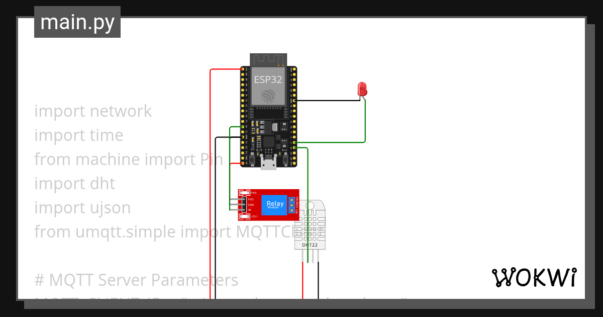 micropython sensor with relay and led - Wokwi ESP32, STM32, Arduino Simulator