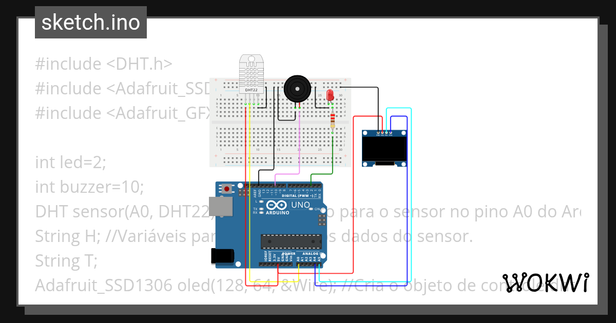 DHT11 + display OLED Copy - Wokwi ESP32, STM32, Arduino Simulator