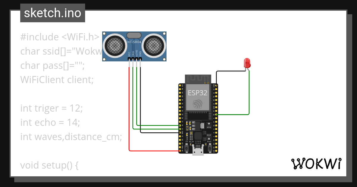 WIFI WITH ULTRASONIC - Wokwi ESP32, STM32, Arduino Simulator