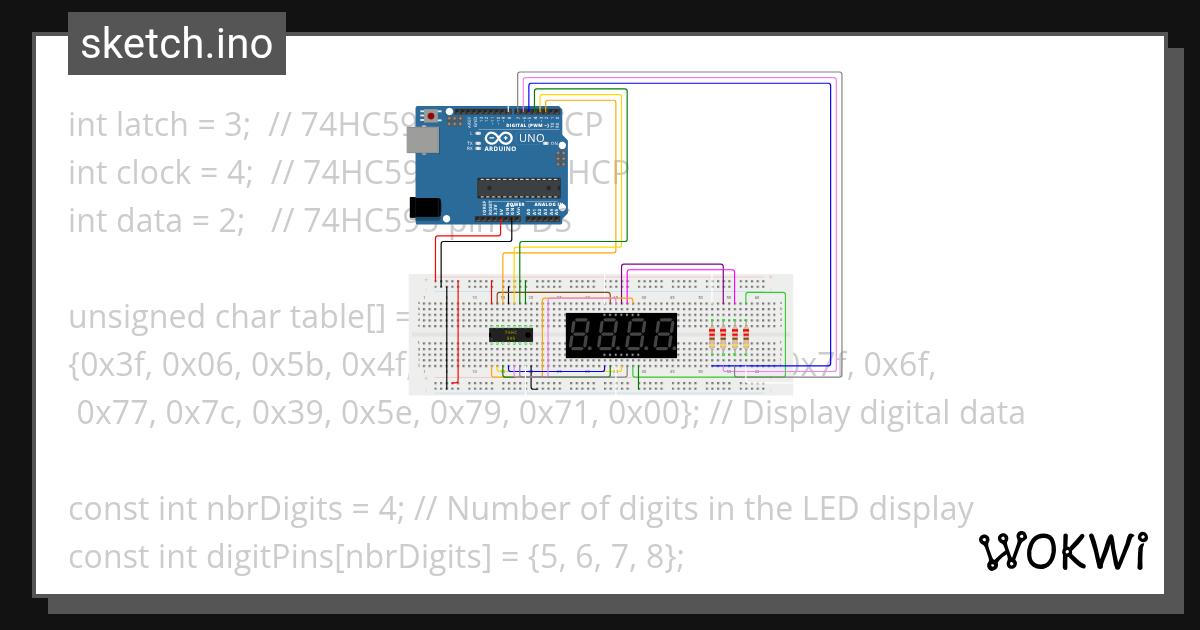 4 Digital Seven Segment + IC Copy_Couting - Wokwi ESP32, STM32, Arduino Simulator