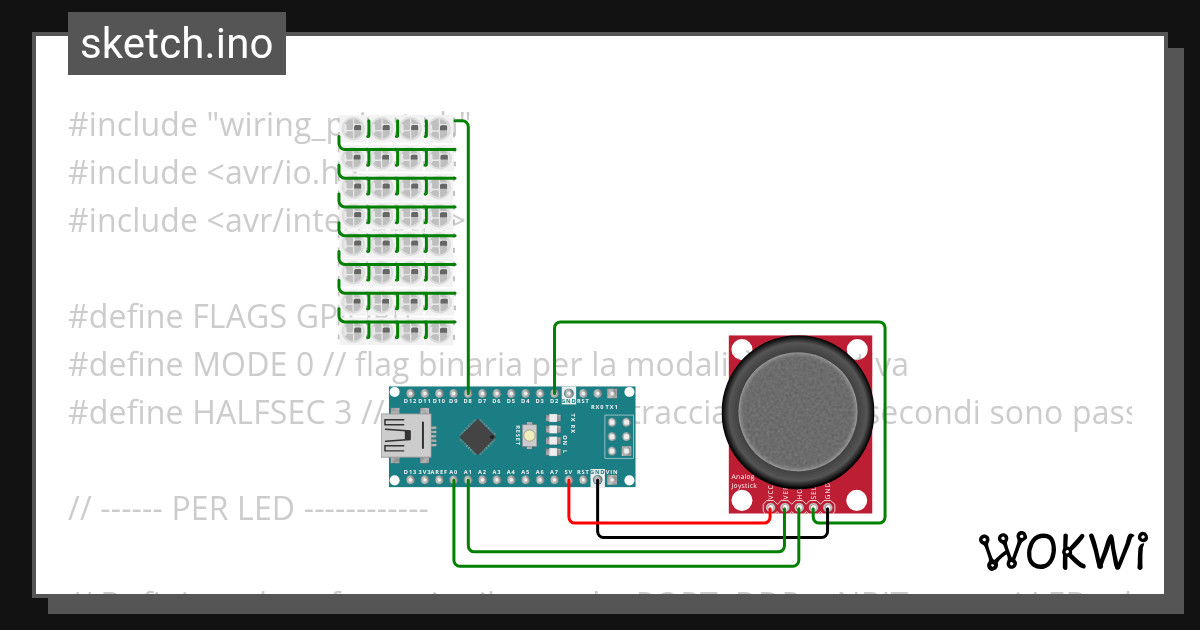 Simulazione m.o. Led Bianco s1 - Wokwi ESP32, STM32, Arduino Simulator