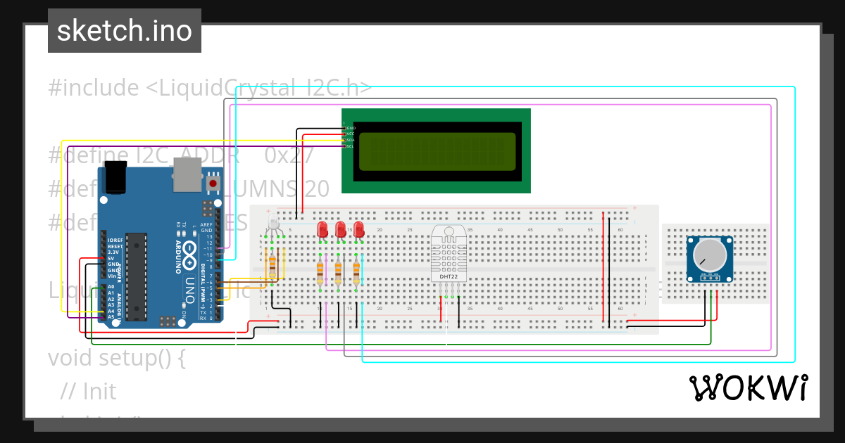 LCD+I2C+DHT+RGB+POT+LED+CONDIÇÕES - Wokwi ESP32, STM32, Arduino Simulator