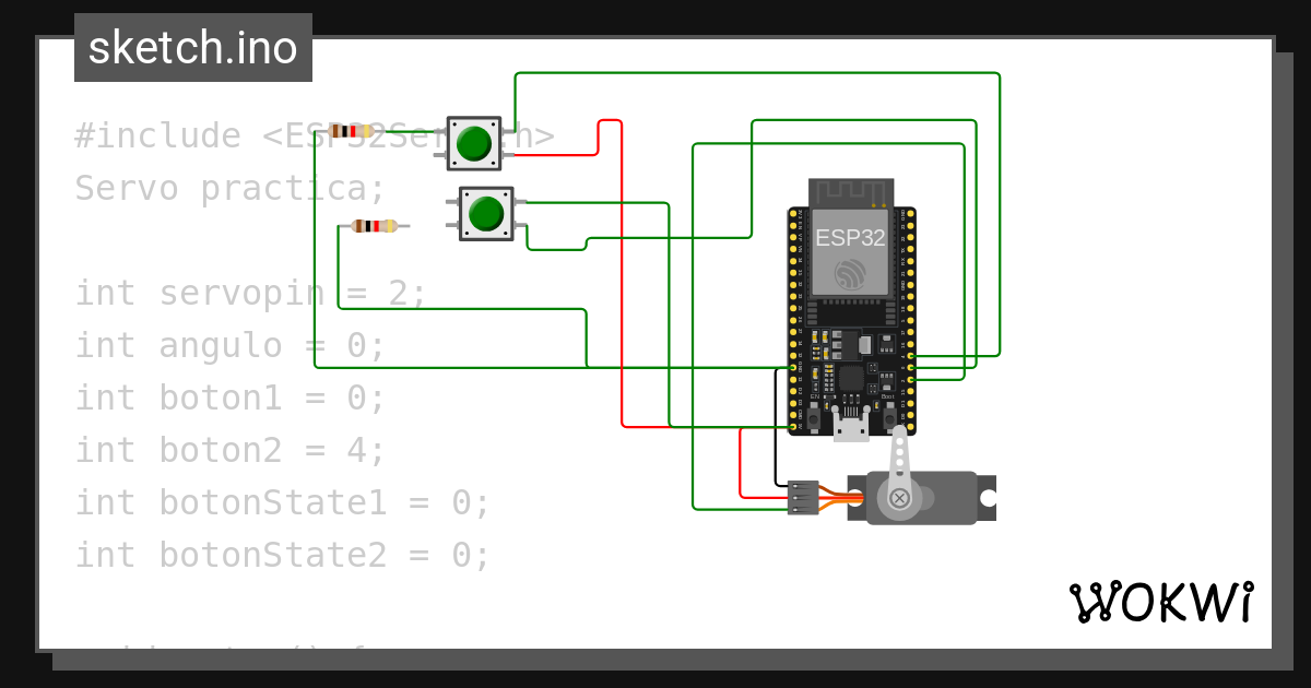 Servo Con Esp32 Con Pulsadores Wokwi Esp32 Stm32 Arduino Simulator