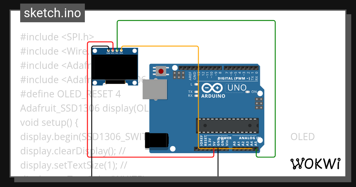 การแสดงผลของจอ Oled Wokwi Esp32 Stm32 Arduino Simulator 9950
