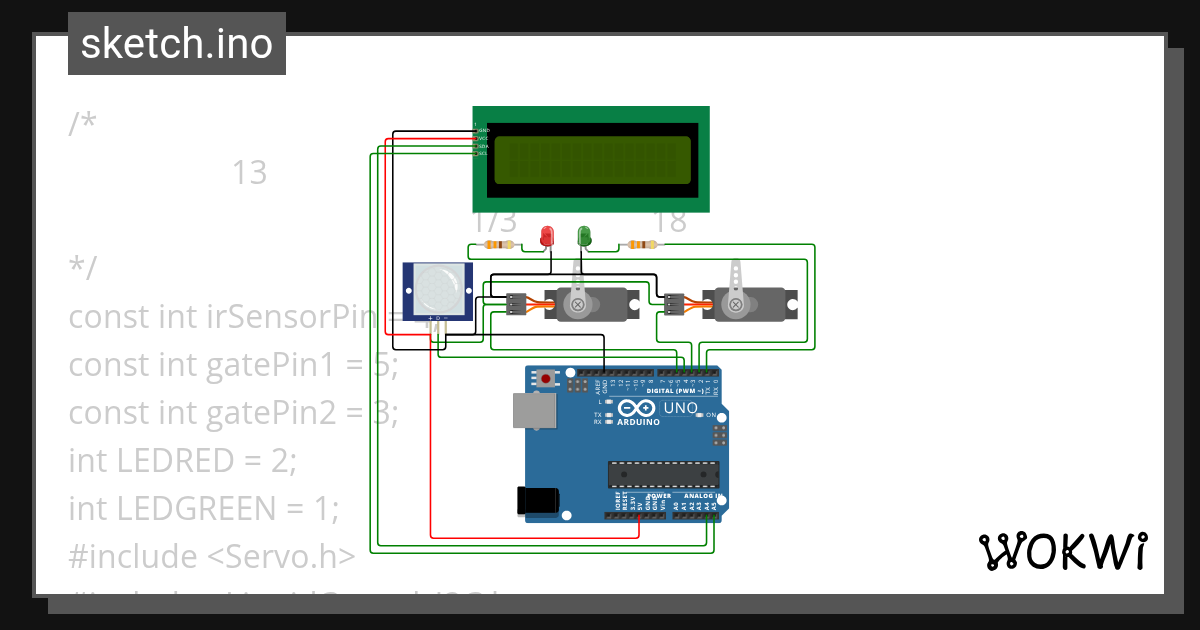 ใบงาน 13 เปิดปิดประตูอัตโนมัติ Wokwi Esp32 Stm32 Arduino Simulator 3748
