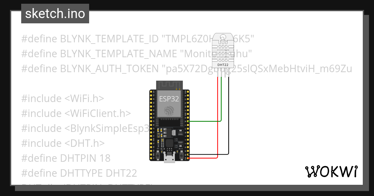 Sensor Suhu ESP32/Blynk - Wokwi ESP32, STM32, Arduino Simulator