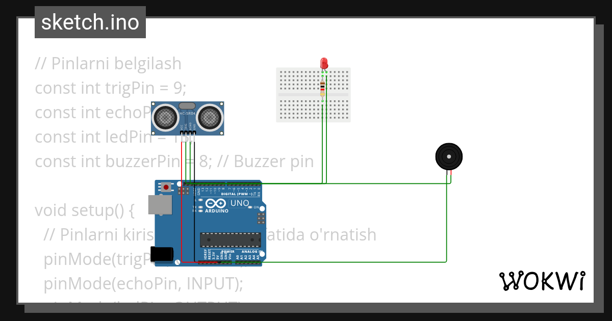 Ultrasonik - Wokwi ESP32, STM32, Arduino Simulator