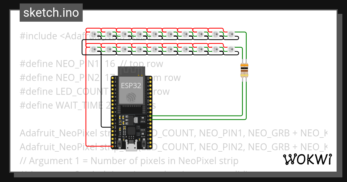 Neopixel Lines 002 - Wokwi ESP32, STM32, Arduino Simulator