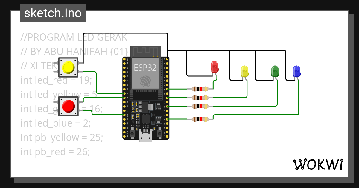 Led Gerak Wokwi Esp32 Stm32 Arduino Simulator 