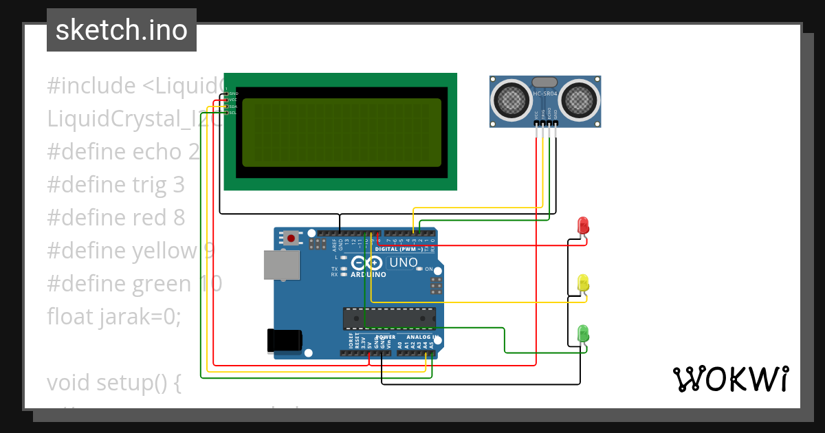 Project Sensor Jarak - Wokwi ESP32, STM32, Arduino Simulator