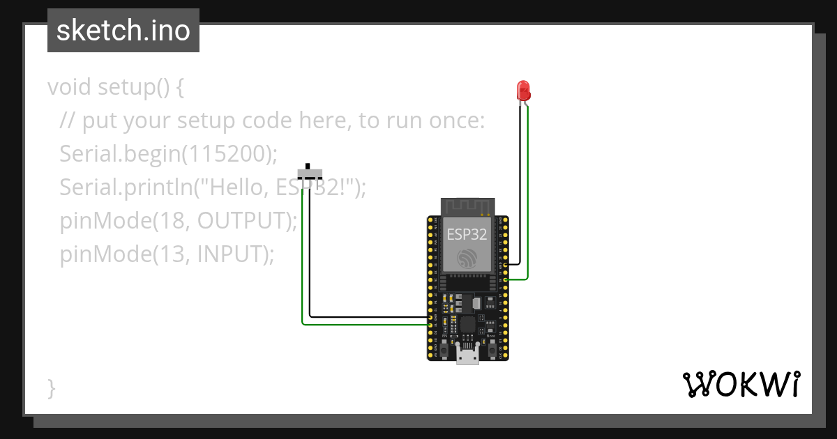 Led With Switch Wokwi Esp32 Stm32 Arduino Simulator
