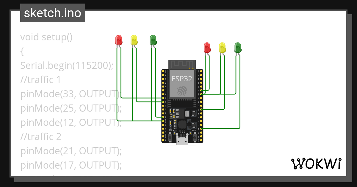 Serious traffic light - Wokwi ESP32, STM32, Arduino Simulator