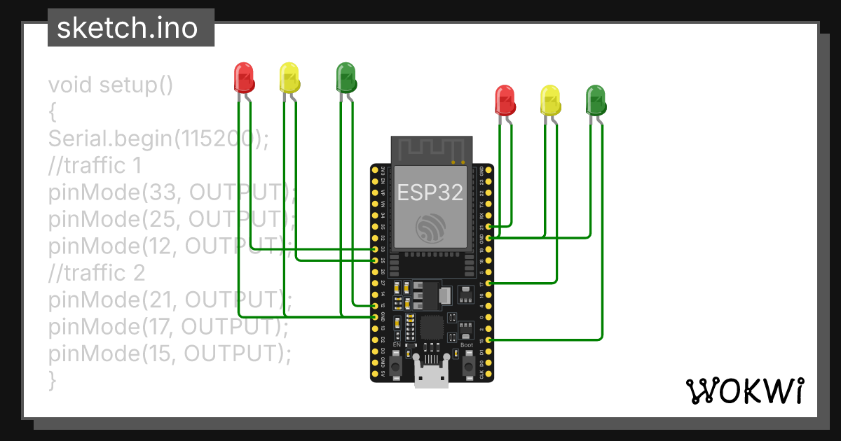 Serious traffic light - Wokwi ESP32, STM32, Arduino Simulator
