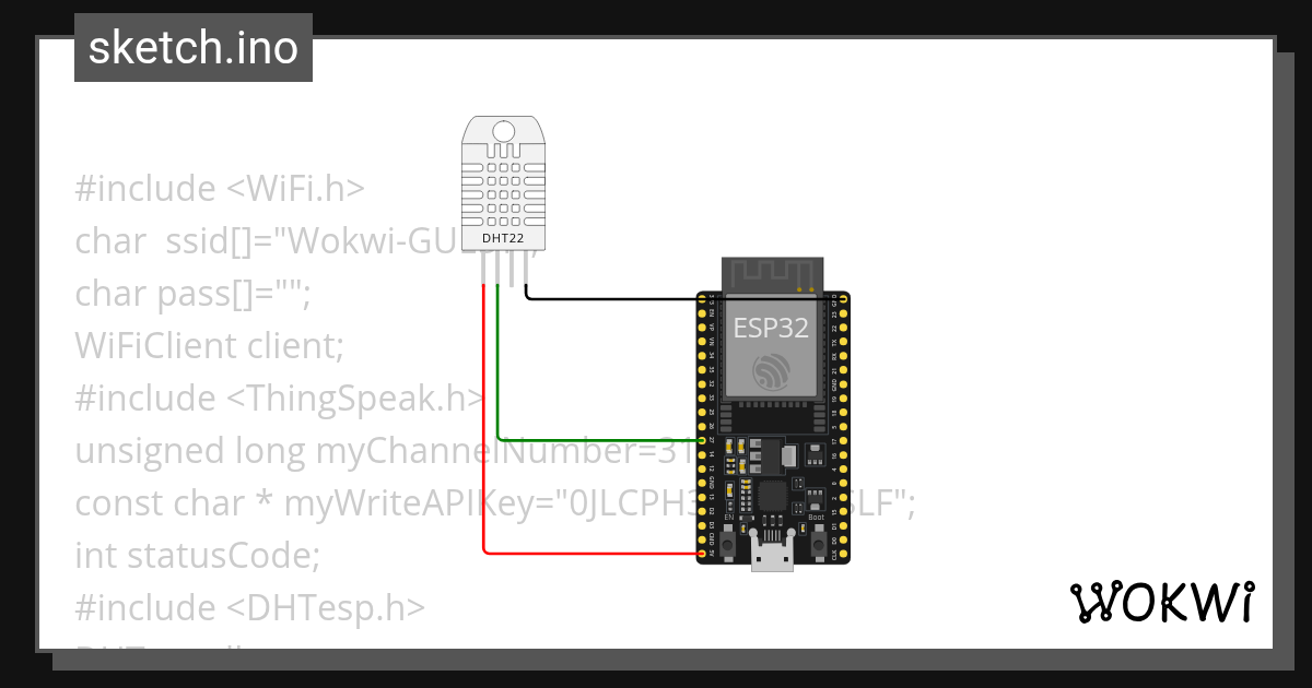 DHT 22 WIFI - Wokwi ESP32, STM32, Arduino Simulator