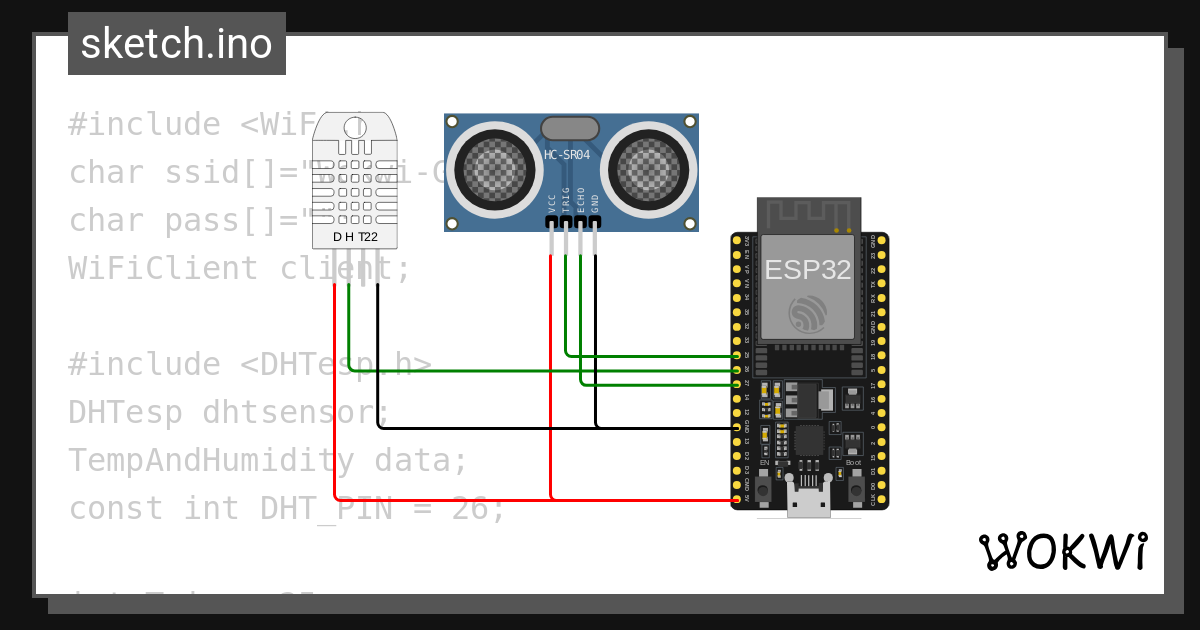 DHT ULTRASONIC WITH WIFI - Wokwi ESP32, STM32, Arduino Simulator DHT ULTRASONIC WITH WIFI - Wokwi ESP32, STM32, Arduino Simulator