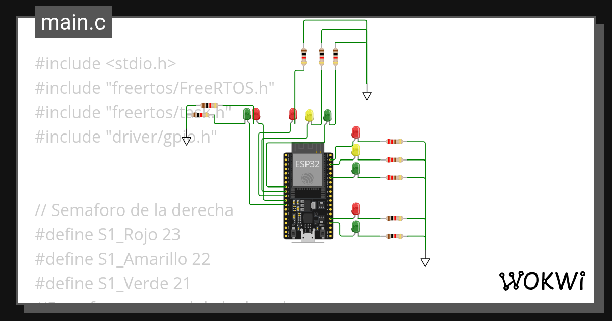 Semaforo - Wokwi ESP32, STM32, Arduino Simulator