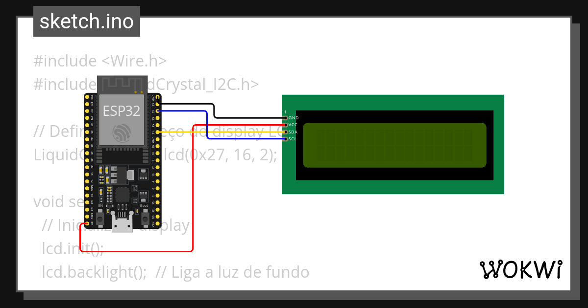 ESP-lcd - Wokwi ESP32, STM32, Arduino Simulator