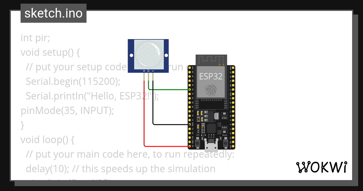 Sensor De Movimiento Wokwi Esp32 Stm32 Arduino Simulator 