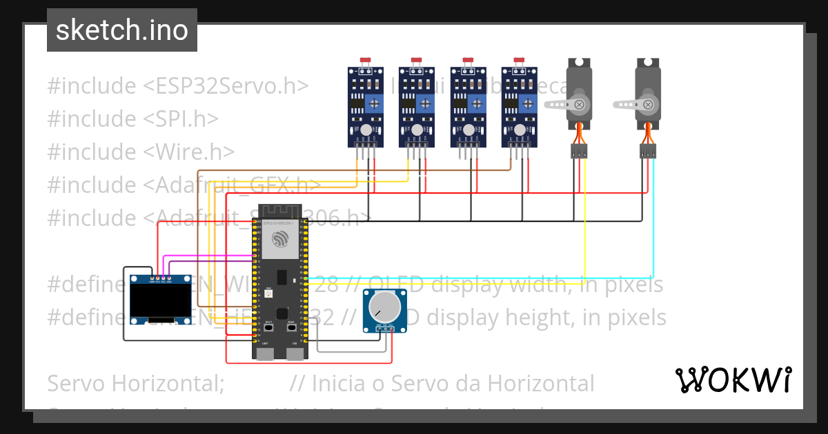 rastreador solar - Wokwi ESP32, STM32, Arduino Simulator
