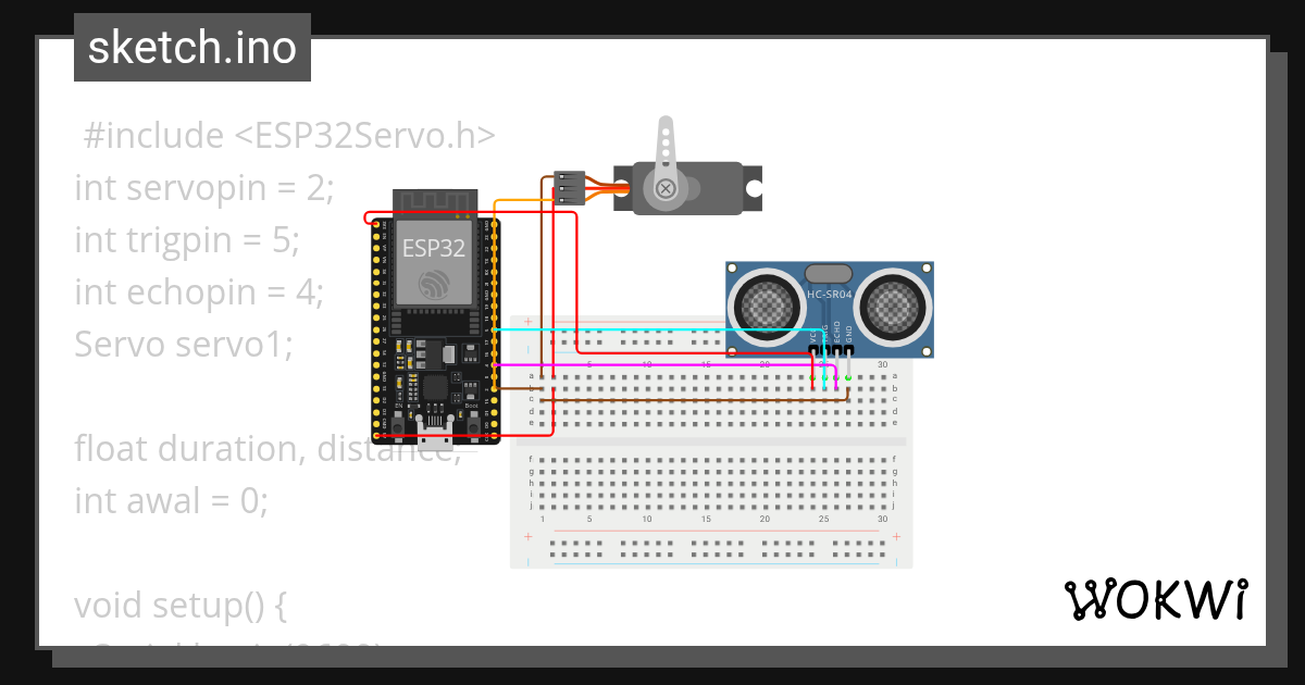 Servo with Ultrasonic - Wokwi ESP32, STM32, Arduino Simulator