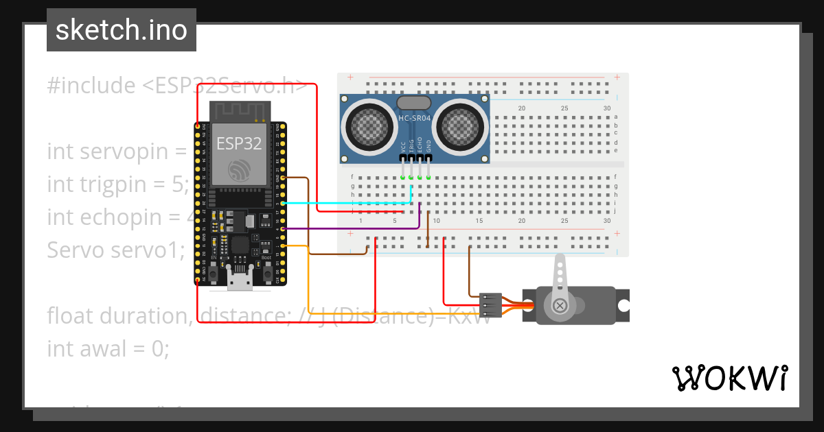 ESPServo + Jarak - Wokwi ESP32, STM32, Arduino Simulator