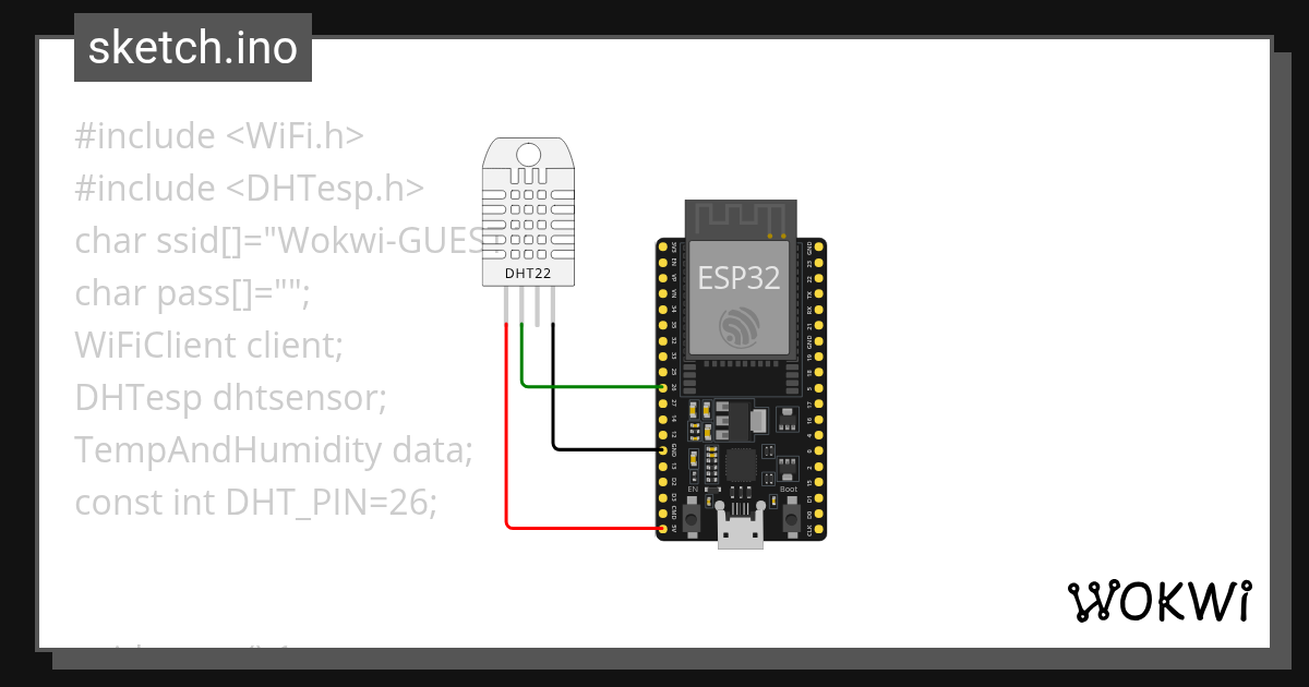 DHT with WIFI - Wokwi ESP32, STM32, Arduino Simulator