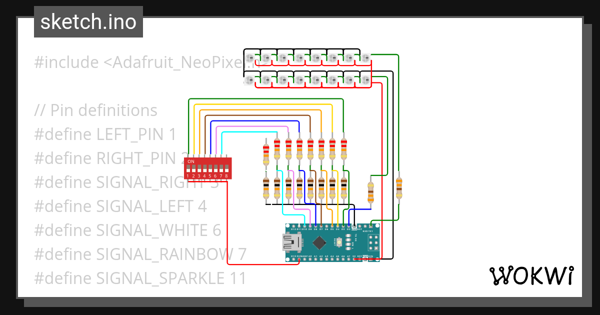 PIXEL TURN INDICATOR Copy (2) - Wokwi ESP32, STM32, Arduino Simulator