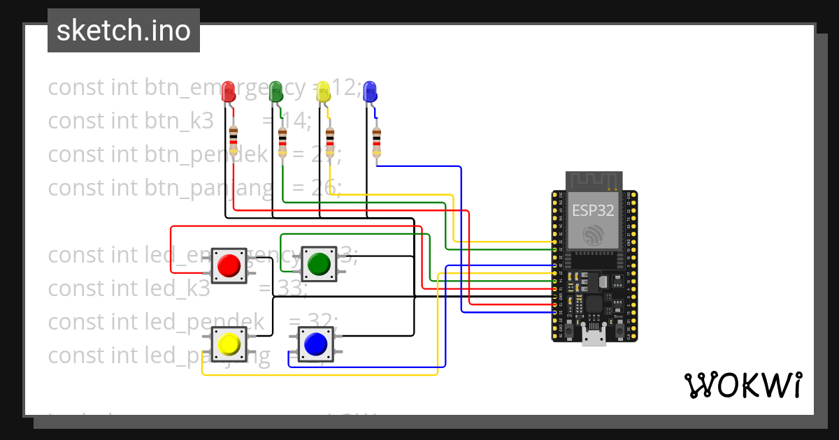 LED BUTTON - Wokwi ESP32, STM32, Arduino Simulator