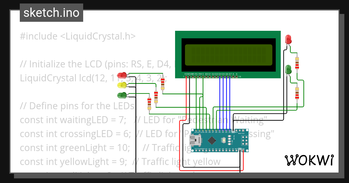 PEDESTRIAN TRAFFIC SYSTEM - Wokwi ESP32, STM32, Arduino Simulator